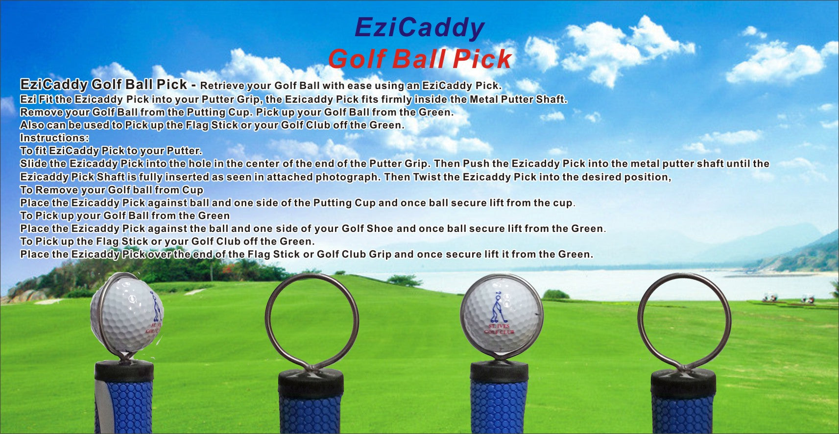 Ezicaddy Stainless Steel Golf Ball Pick - Retrieve with Ease – Battery ...